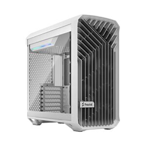 fractal design torrent compact white - clear tint tempered glass side panel - open grille for maximum air intake - two 180mm pwm fans included - type c - atx airflow mid tower pc gaming case