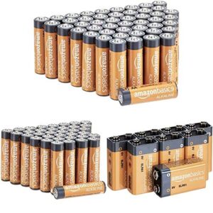 amazon basics alkaline battery combo pack | aa 48-pack, aaa 36-pack, 9 volt 8-pack (may ship separately)