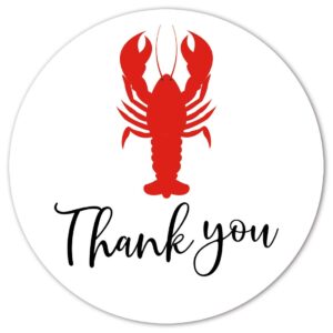 lobster thank you stickers, 40-pack 2" crawfish boil birthday party labels, decorations