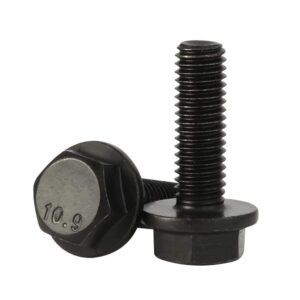 m8 x 20mm flanged hex head bolts flange hexagon screws, full thread, alloy steel, black oxide finish, quantity 20