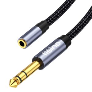 tisino 3.5mm to 1/4 headphone jack adapter cable 6.35mm 1/4" male to 1/8" female adapter for headphones, amplifiers, guitar amp, keyboard piano, home theater, speaker, mixing console - 1 feet