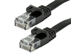 monoprice flat cat6 ethernet patch cable - snagless, 550mhz, utp, 30awg, 14 feet, black - flexboot series