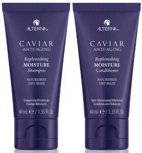 alterna caviar anti-aging replenishing moisture shampoo and conditioner set, for dry, brittle hair, protects, restores and hydrates, sulfate free