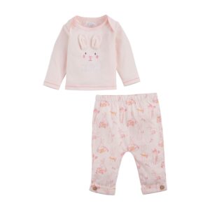 mud pie baby girls' first easter 2 piece set, pink, 0-3 months