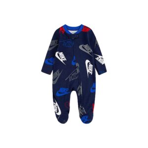 nike baby boy logo sleep & play full zip coverall (midnight navy(56g821-u90)/red, 0-3 months)