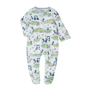 mud pie baby boys golf footed sleeper, blue, 3-6 months