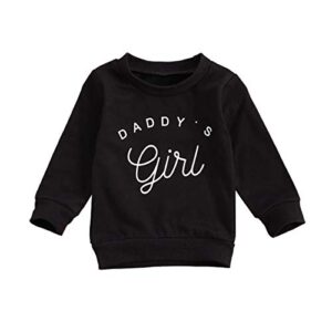 duanyozu infant toddler baby girl long sleeve shirts daddys girl pullover sweatshirt tops fall outfit casual clothes (black, 12-18 months)