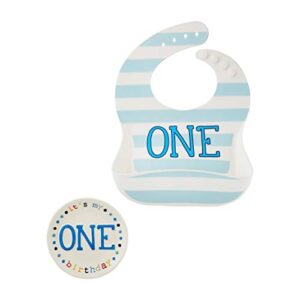 one boy bib and plate set