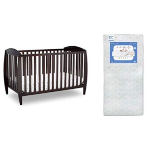 delta children twinkle 4-in-1 convertible baby crib, sustainable new zealand wood, dark chocolate and delta children twinkle galaxy dual sided recycled fiber core crib and toddler mattress (bundle)