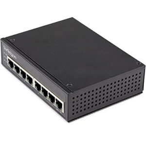 startech.com industrial 8 port gigabit poe switch - 30w - power over ethernet switch - gbe poe+ unmanaged switch - rugged high power gigabit network switch ip-30/ -40c - 75c, taa (iesc1g80up)