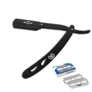 straight edge barber razor for close shaving - professional straight blade razor for men with free double edge blades- mens straight razor kit