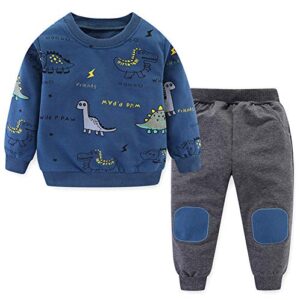 bomdeals cute valentines sweatsuit for toddler boys - kids cartoon pentacle dinosaur printed long sleeve top pants outfits(navy,110,315)