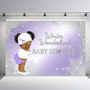 mehofond 7x5ft purple and silver winter wonderland girl baby shower photo background props glitter snowflakes lavender backdrops party decoration it's a girl photo banner for dessert table supplies