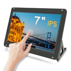 lesown 7 inch raspberry pi monitor touchscreen with case, touch display 7 inch monitor raspberry pi 5 screen 1024x600 ips small hdmi monitor speakers for raspberry pi 5 4 3 win, driver free