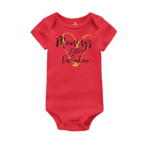 winzik mommy is my valentine baby bodysuit romper outfit newborn boy girl 1st valentine’s day outfit clothing mother’s day gift (3-6 months, mommy's little valentine-red&heart)