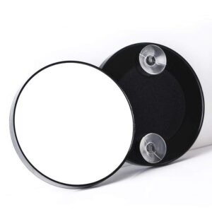 revelÉ 12x magnifying makeup mirror, portable round hand mirror with 2 suction cups for wall mounting, use for makeup application, tweezing, and blackhead/blemish removal