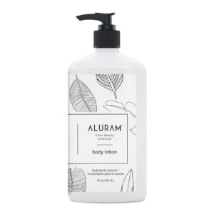 aluram moisturizing body lotion, hydrating coconut water & squalane cream moisturizer for soft skin, vegan, 18 fl oz