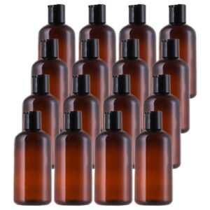 bekith 16 pack 8oz plastic squeeze bottles with disc cap, travel containers for shampoo, lotions, liquid body soap, creams