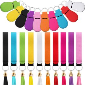 30-piece lipstick holder wristlet keychain clip-on sleeve pouch with colored tassel pendants for women travelling