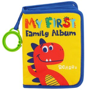 urban kiddy™ baby's my first family album | soft photo cloth book gift set for newborn toddler & kids (dinosaur)