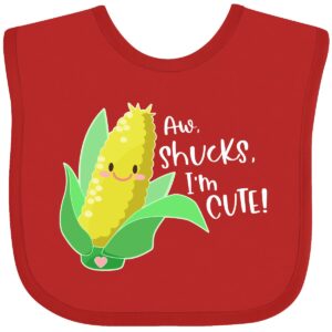 inktastic aw, shucks, i'm cute corn humor baby bib red 3ab26