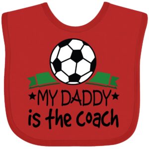 inktastic soccer my daddy is the coach baby bib red 39c3e