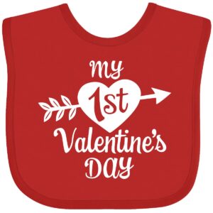 inktastic my first valentine's day with white heart and arrow baby bib red 39986