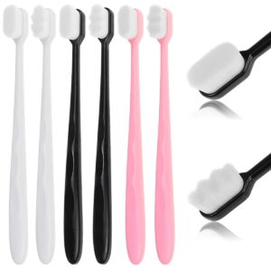 6 pcs upgraded extra soft floss toothbrush ultra soft-bristled sensitive toothbrush manual micro nano toothbrush good cleaning for adult teeth kid children, no harm to gum