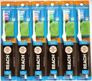 reach advanced design soft toothbrushes with cap, color may vary (pack of 6)6