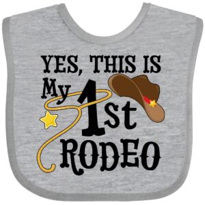 inktastic yes, this is my 1st rodeo- cowboy hat with red band, lasso baby bib heather grey 35614