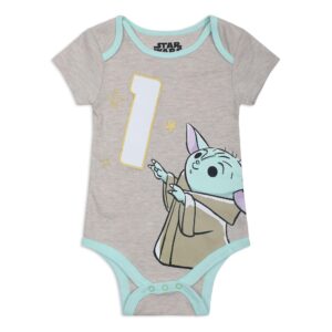 star wars grogu baby girls 1st birthday short sleeve bodysuit for infant