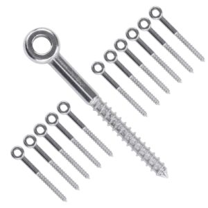 muzata 12pack 2.9inch m6 screw eye hook wood screws metal hook t316 stainless steel for wood securing cable wire terminal ring eyelet stand self tapping eye bolt indoor outdoor cn07 hn1