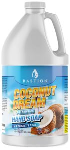 bastion antibacterial foaming hand soap - coconut dream hand wash - bulk refill jug. coconut dream scented. non-toxic. made in the usa.(foaming dispenser required) (coconut, 1/2 gallon (64 oz))