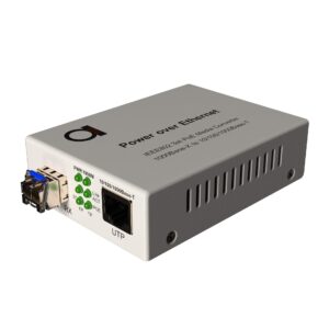 poe fiber single mode lc gigabit ethernet media converter - supplies ieee 802.3 poe & poe+ pse power & extends distance over fiber up 20km (12.42 miles) - 10/100/1000 autosensing utp lan port