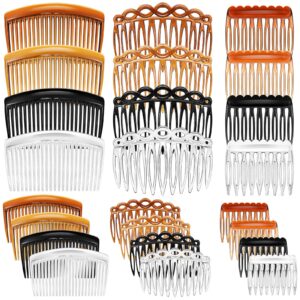 24 pieces french hair side combs set plastic twist comb hair clip accessories for women(9 teeth side, 11 teeth side, 23 teeth side)