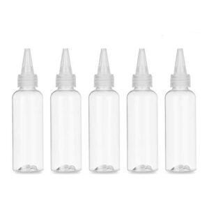 5pcs empty dropper bottles squeeze bottles, sharp-mouth container with twist top cap clear refillable bottles, for oil paint liquid glue(100ml)