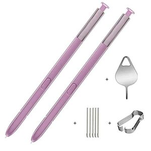 2 pack galaxy note 9 stylus for replacement samsung galaxy note 9 sm-n960 pen (without bluetooth) +tips/nibs+eject pin (purple)