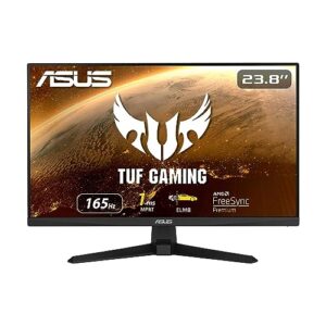 asus tuf gaming 23.8” 1080p monitor (vg249q1a) - full hd, ips, 165hz (supports 144hz), 1ms, extreme low motion blur, speaker, freesync™ premium, shadow boost, vesa mountable, displayport, hdmi,black