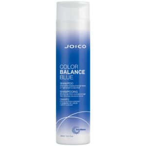 joico color balance blue shampoo | for lightened brown hair | eliminate brassy orange tones | boost color vibrancy & shine | uv protection | with rosehip oil & green tea extract | 10.1 fl oz