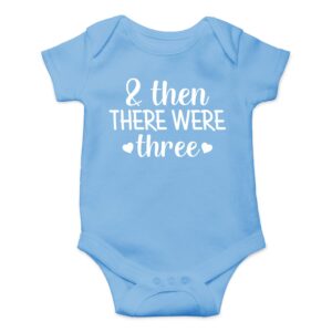 & then there were three - funny baby essentials bodysuit - baby boy clothes newborn girl outfits (6 months, light blue)