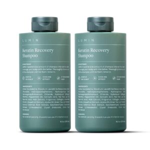 lumin - men’s keratin recovery shampoo (2-pack): rehydrate dry, damaged hair and boost hair growth - formulated with tea tree leaf oil for a gentle, cooling cleanse.