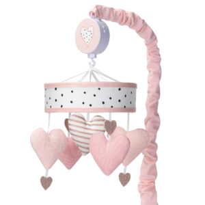 lambs & ivy signature heart to heart pink/white musical baby crib mobile