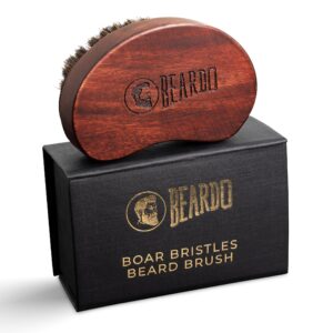 beardo boar bristle beard brush for men | travel friendly pack with cover | made from natural boar bristles and sheesham wood to shape the beard and simulate hair follicles to boost growth