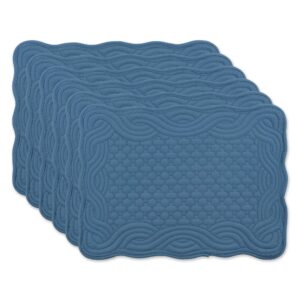 dii quilted farmhouse collection tabletop, placemat set, french blue, 6 piece