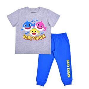 nickelodeon baby shark boys t-shirt and jogger set for toddler – blue/grey