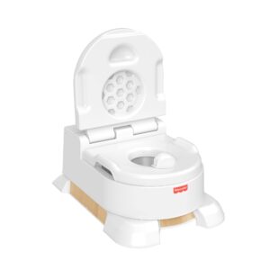 fisher-price home decor 4-in-1 potty – modern infant to toddler potty training toilet and step stool with removable potty ring, hbx68