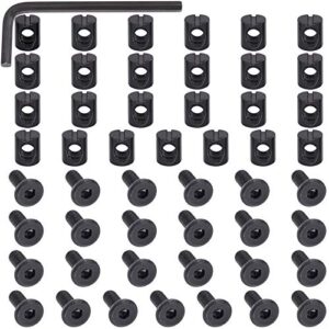 mardatt m6 x 15mm 50pcs black zinc plated hex socket cap bolts and barrel nuts cross dowel replacement for beds chair table desk furniture