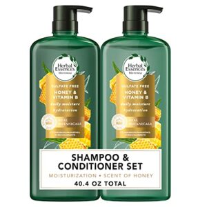 herbal essences sulfate free shampoo and conditioner set, infused with honey and vitamin b, moisturizing, safe for color treated hair, paraben & mineral oil-free, bio:renew, 20.2 fl oz each, 2 pack