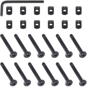 mardatt m6 x 55mm 24pcs (12 sets) black zinc plated hex socket cap bolts crib bolts and barrel nuts cross dowel replacement for crib cots beds chair table desk furniture