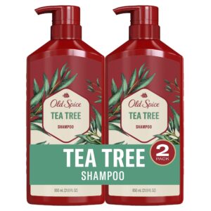 old spice tea tree shampoo for men, cooling shampoo with tea tree, removes built up dirt and oil, 21.9 oz each, twin pack